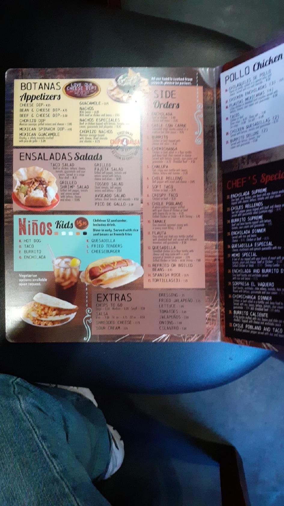Menu at Los Vaqueros Mexican Restaurant, Albany, 603 N Westover Blvd