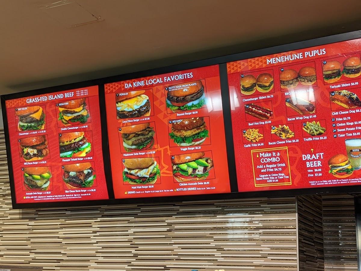 Menu at Mahaloha Burger Waikiki fast food, Honolulu, Kalākaua Ave