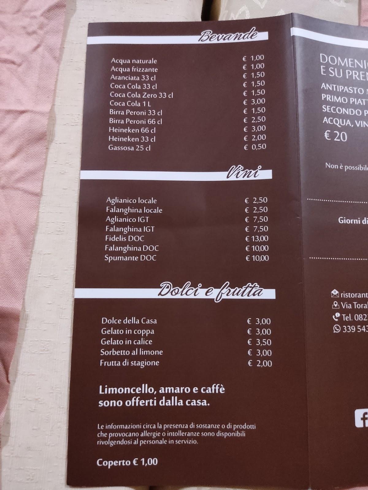 Menu da La Masseria di Ciccio ristorante, Limatola, Via Toraldo