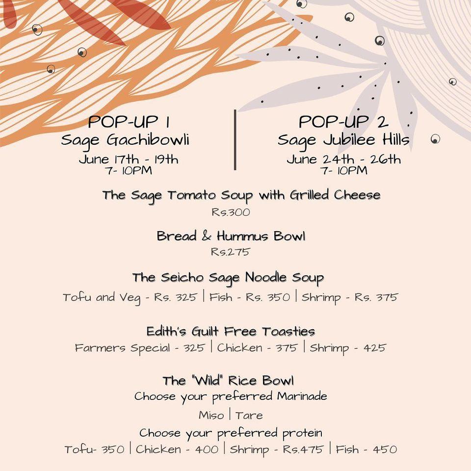 Menu at SAGE Farm Cafe, Hyderabad
