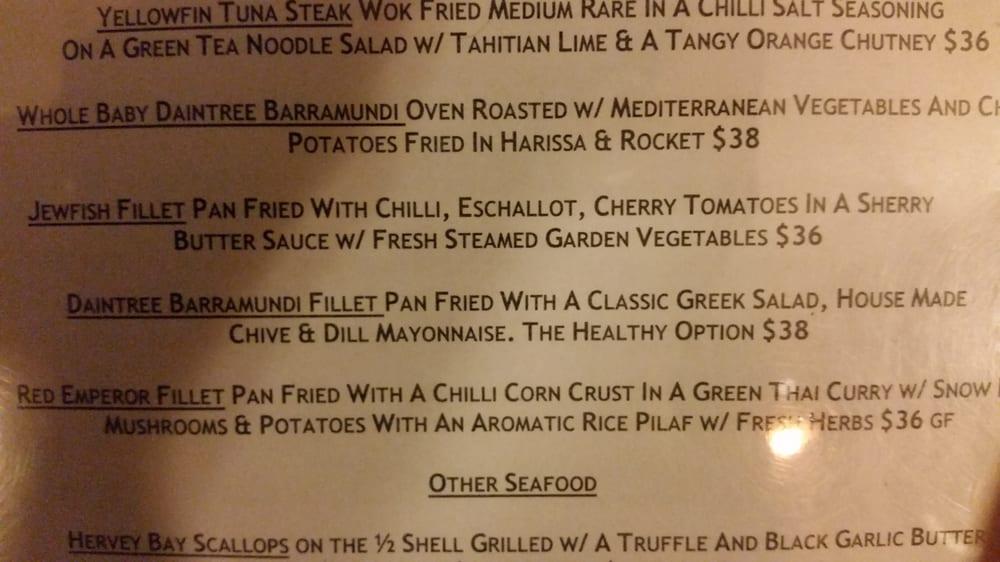 Menu at Scratchleys on the Wharf restaurant, Newcastle, 200 Wharf Rd