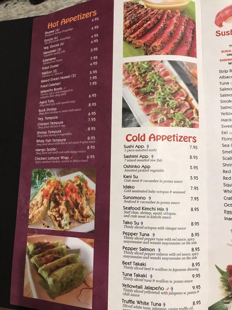 Menu at Kumo Sushi restaurant, Moss Bluff