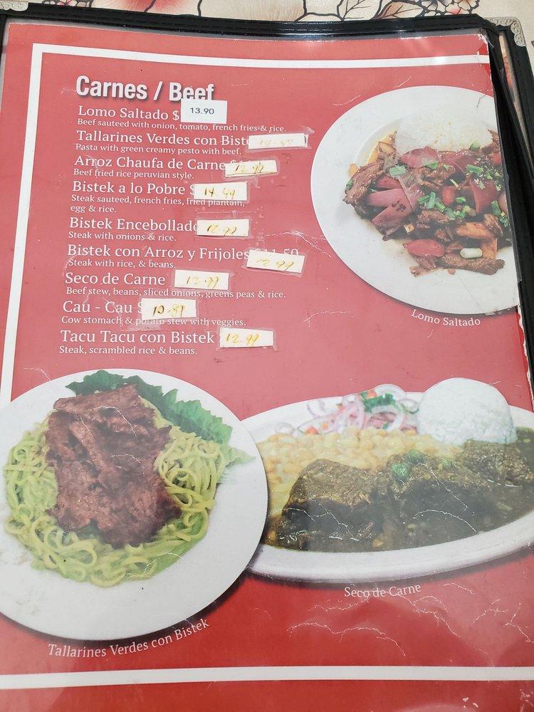 Menu at Las Llamas restaurant, San Fernando