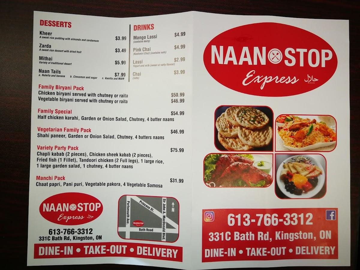 Menu at Naan Stop Express restaurant, Kingston