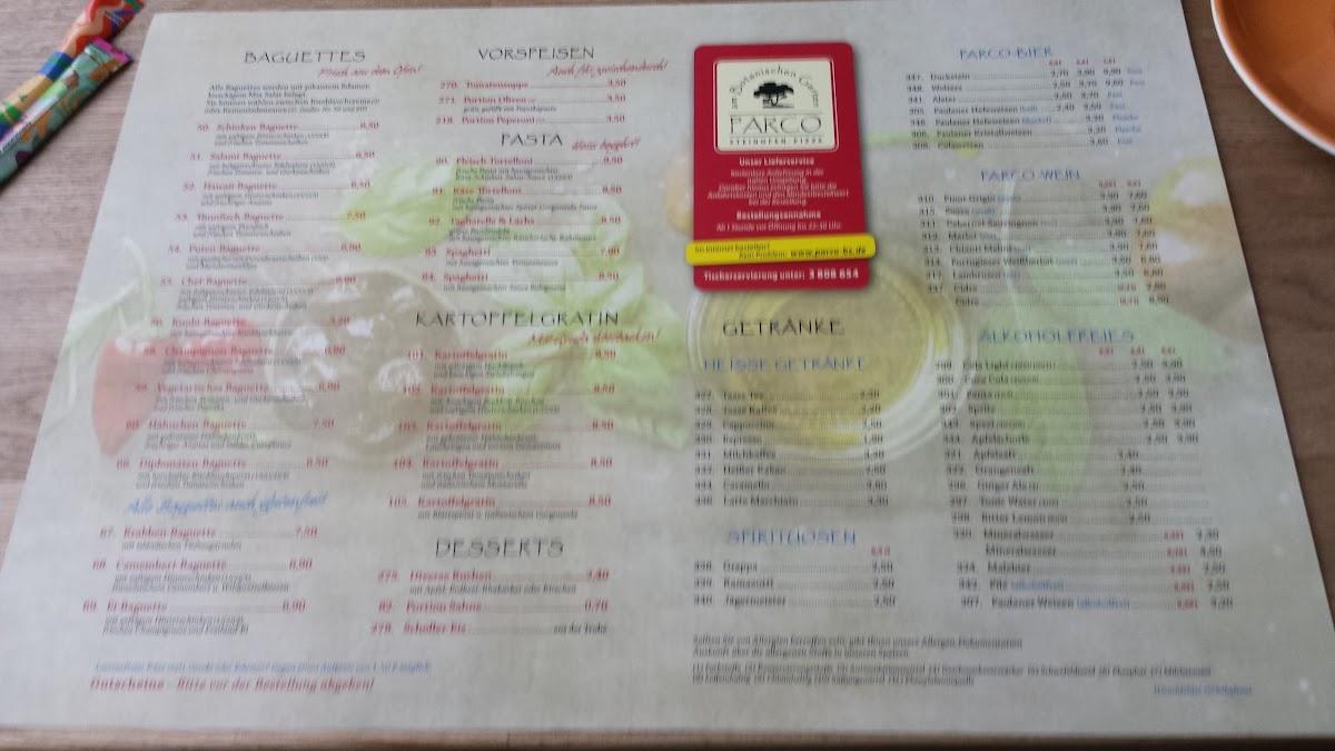 Speisekarte von Parco pizza, Braunschweig