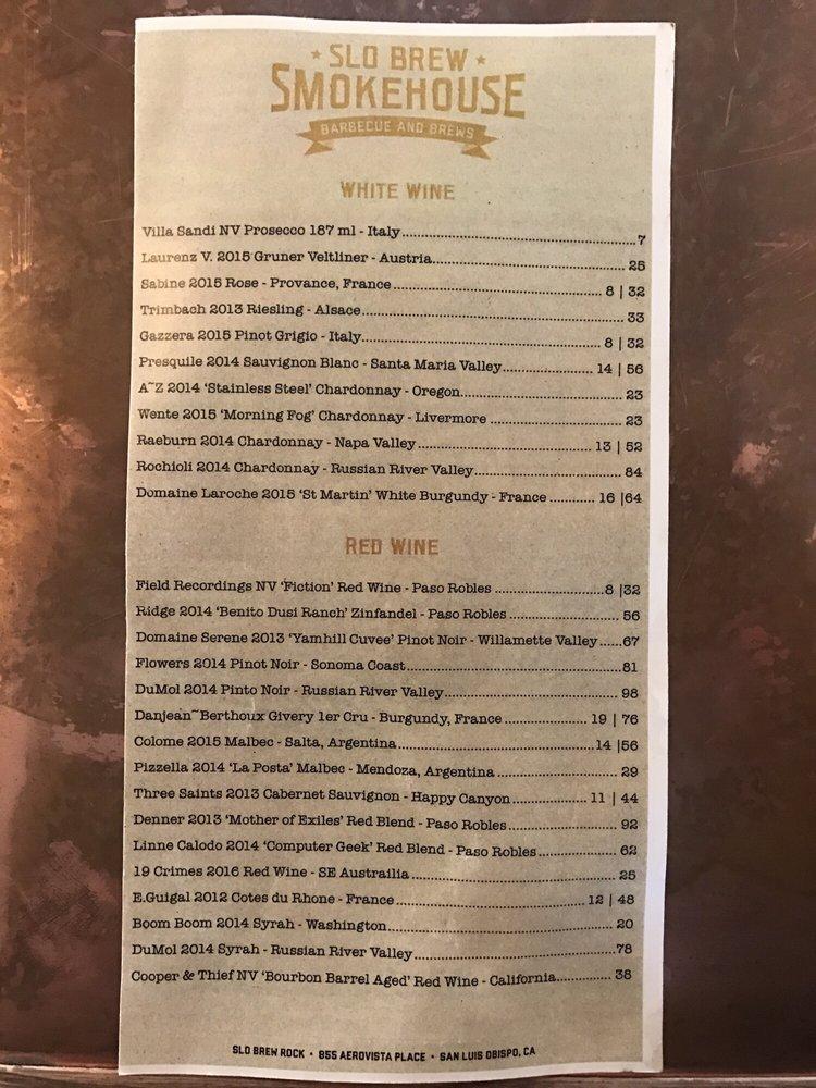 Menu at Rod & Hammer Rock restaurant, San Luis Obispo, 855 Aerovista Pl
