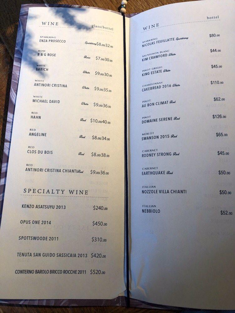 Menu at vein at KAKA'AKO restaurant, Honolulu