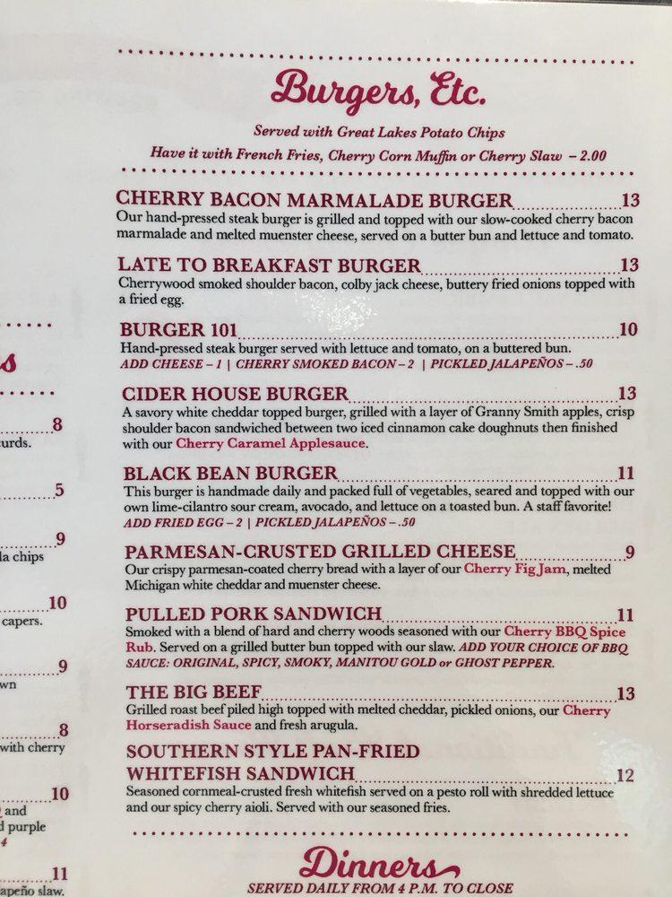 Menu at Cherry Public House Glen Arbor, Glen Arbor