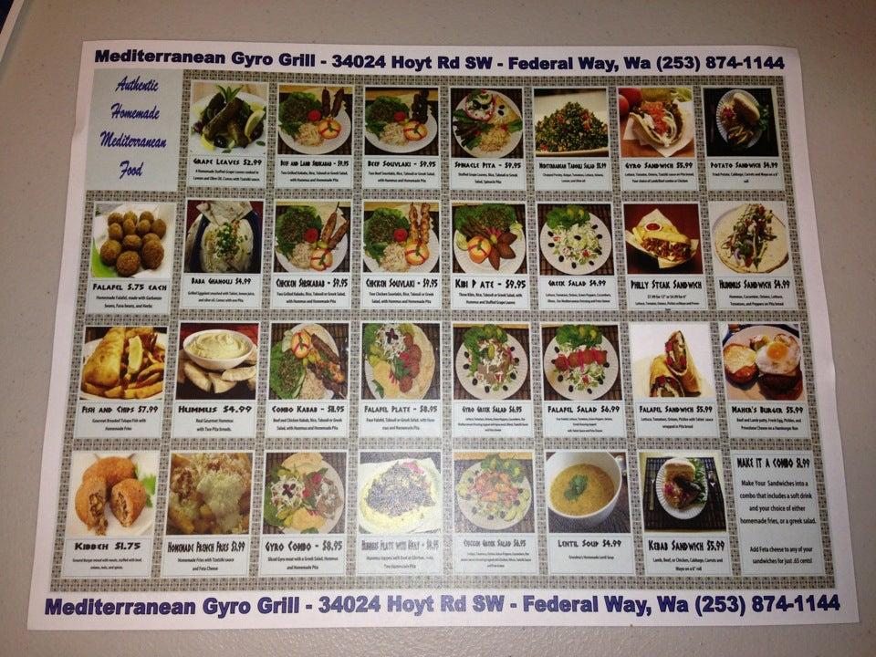 Menu at Mediterranean Gyro Grill pub & bar, Federal Way
