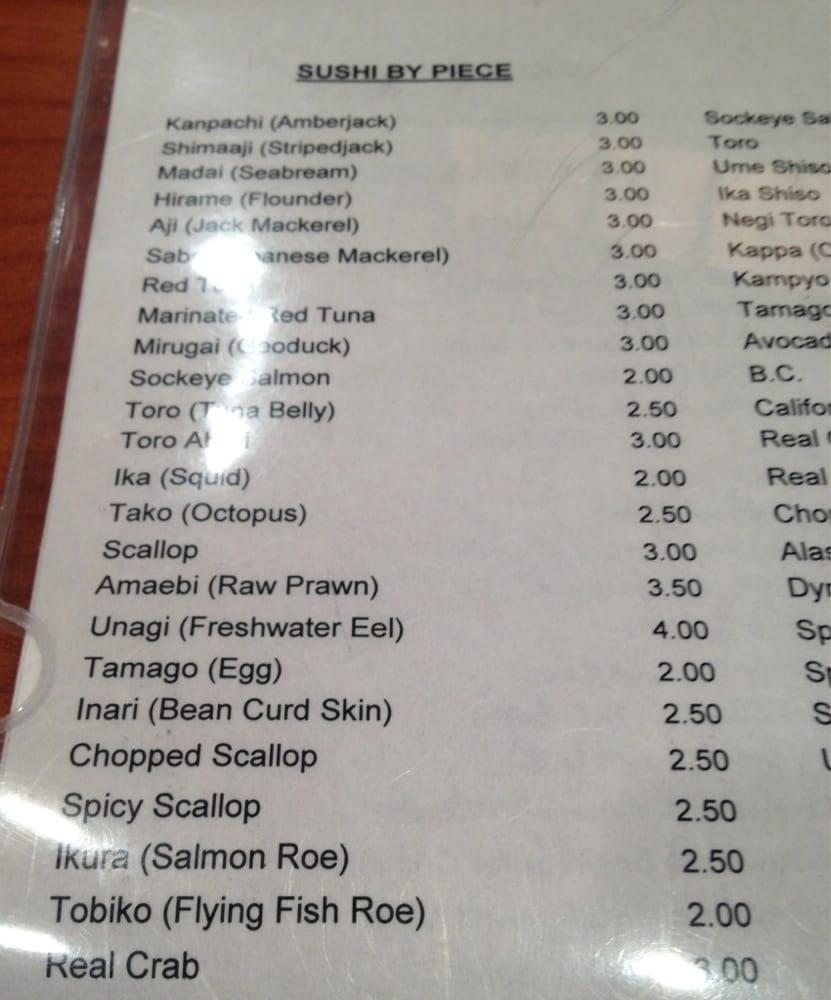 Menu at Sushi Hachi restaurant, Richmond, Odlin Crescent