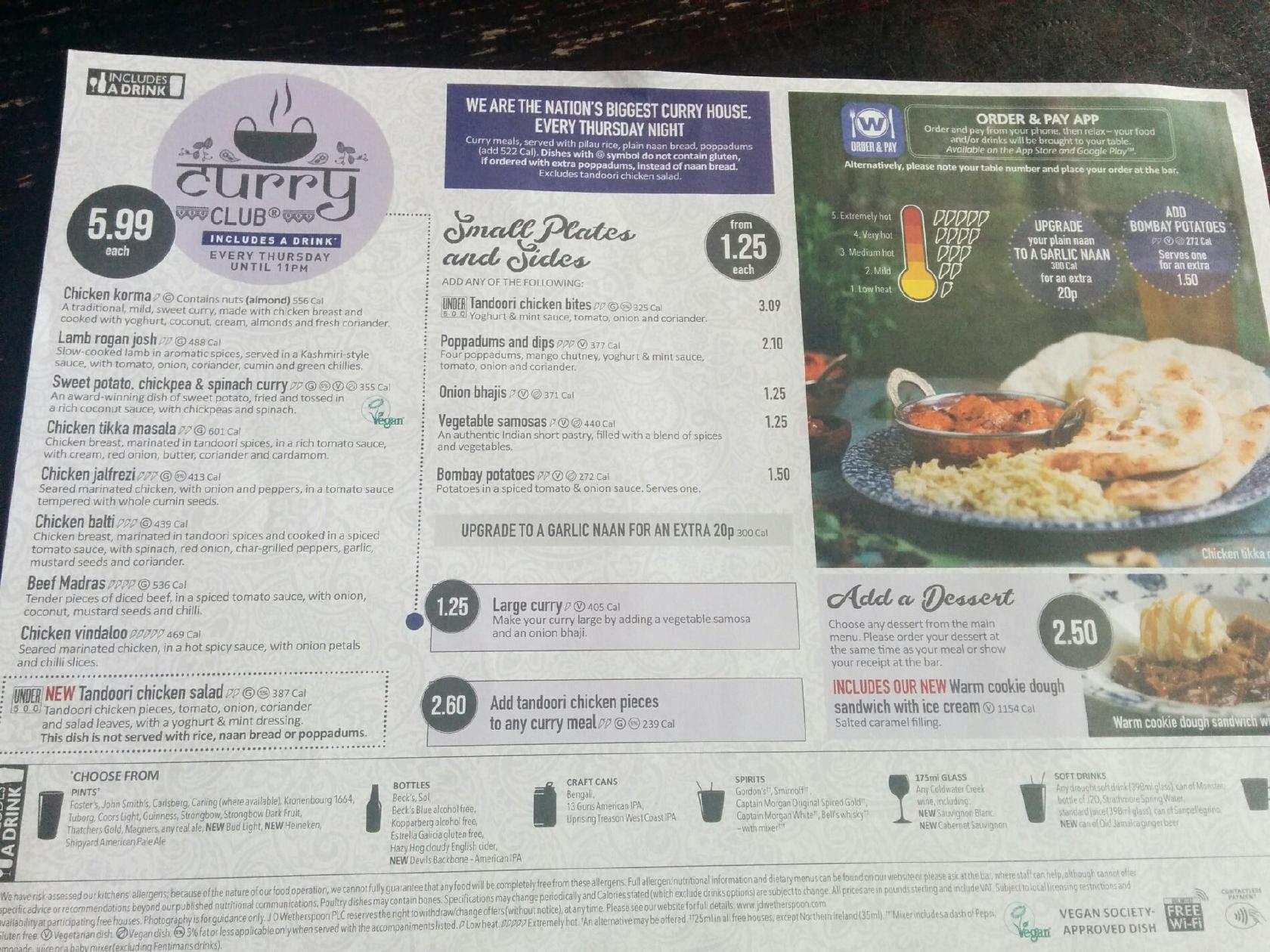 Carta del pub y bar The Angel - JD Wetherspoon, Basingstoke