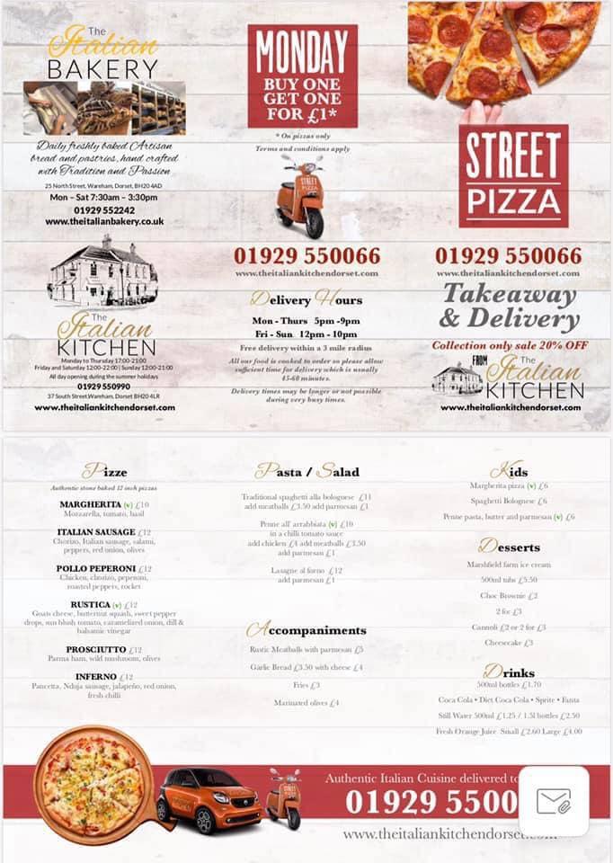 Menu at The Italian Kitchen restaurant, Wareham