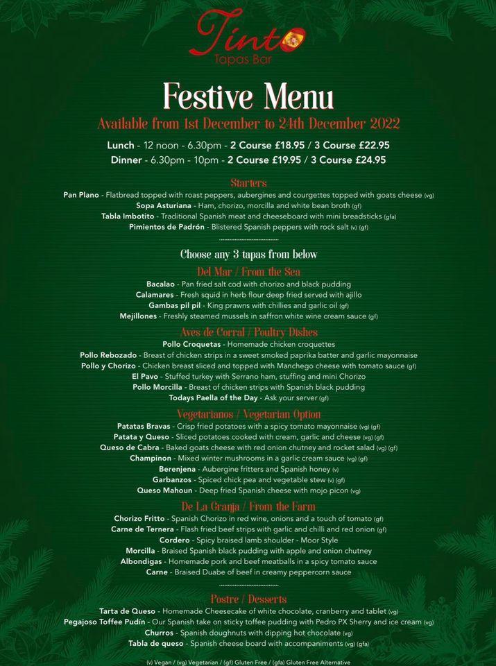 Menu at Tinto Tapas pub & bar, Uddingston, 105 Main St