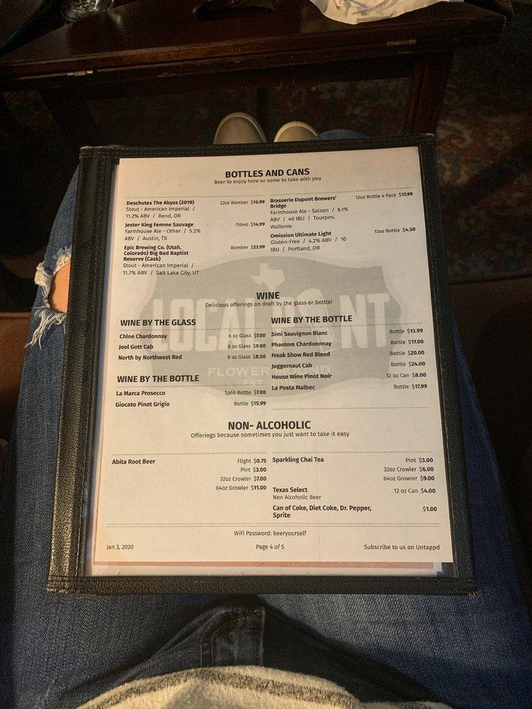 Menu at Local Pint pub & bar, Flower Mound