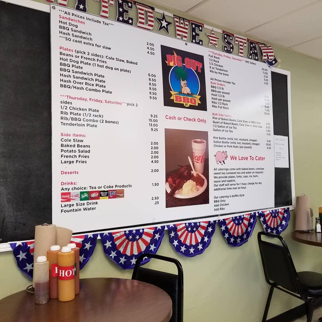 Menu at Pig Out BBQ, Wellford, New Cut Rd
