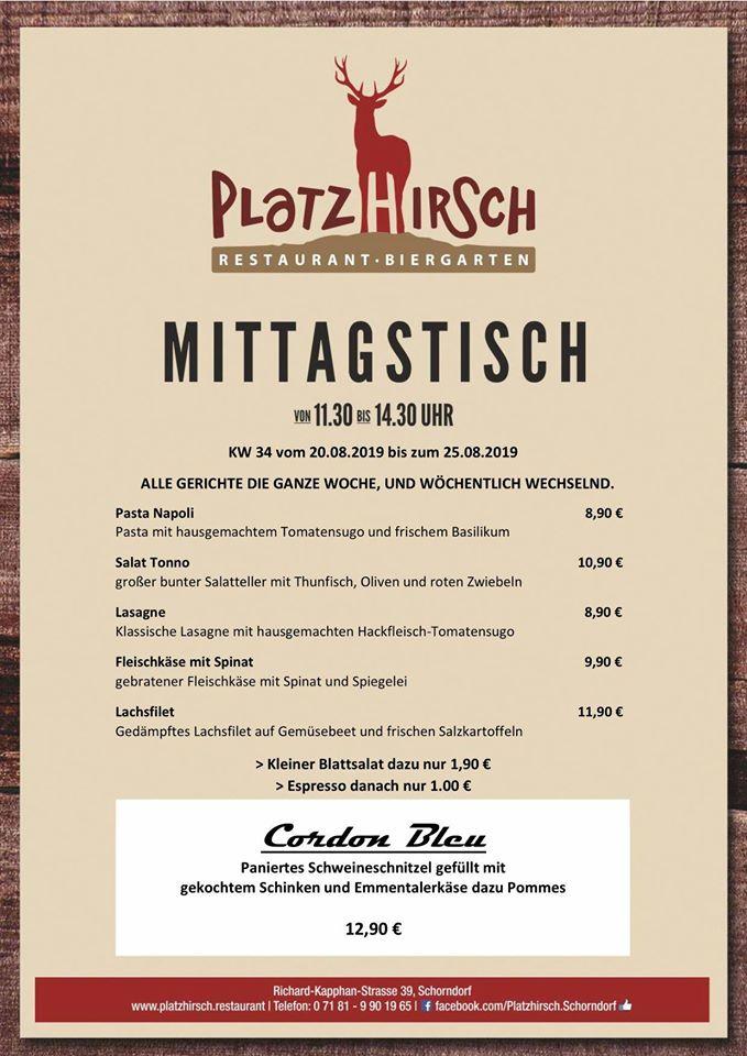 Speisekarte von Platzhirsch restaurant, Schorndorf