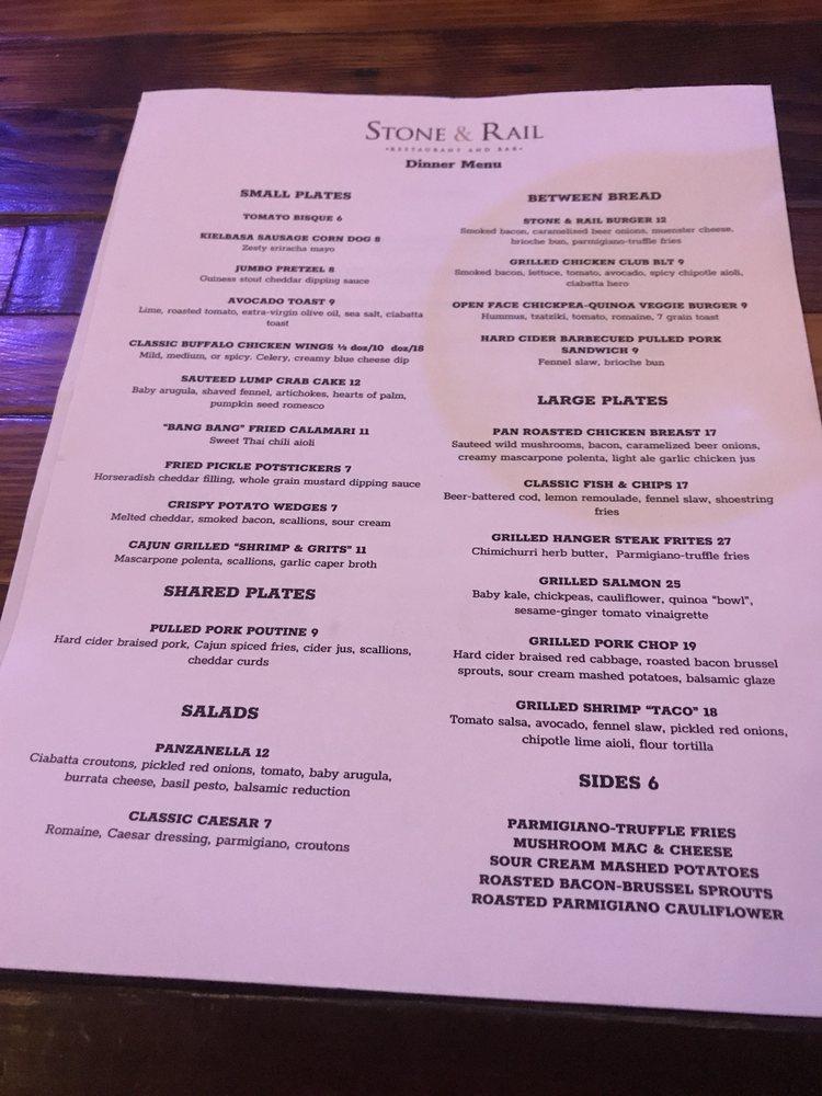 Menu at Stone & Rail pub & bar, Glen Rock