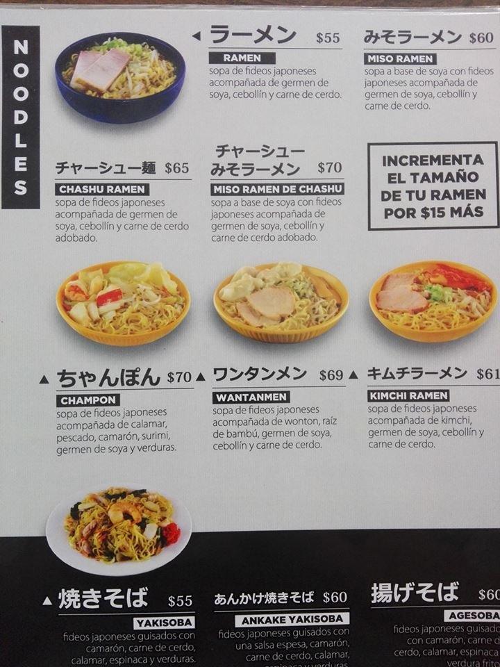 Carta de Restaurante Tsuru, Santiago de Querétaro