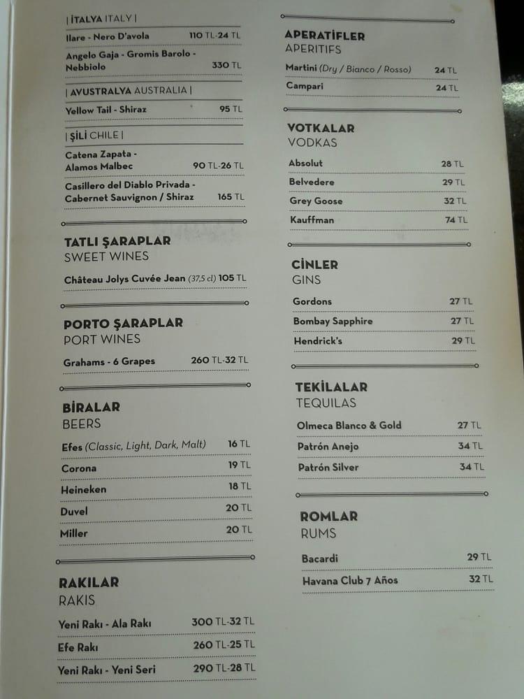 Menu at Baylan, Istanbul, Cevdet Pasa Caddesi No: 52-54