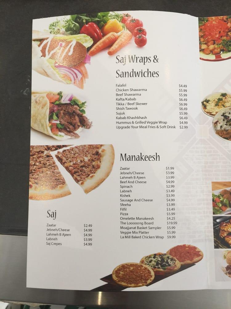 Menu at La Mill restaurant, Mississauga