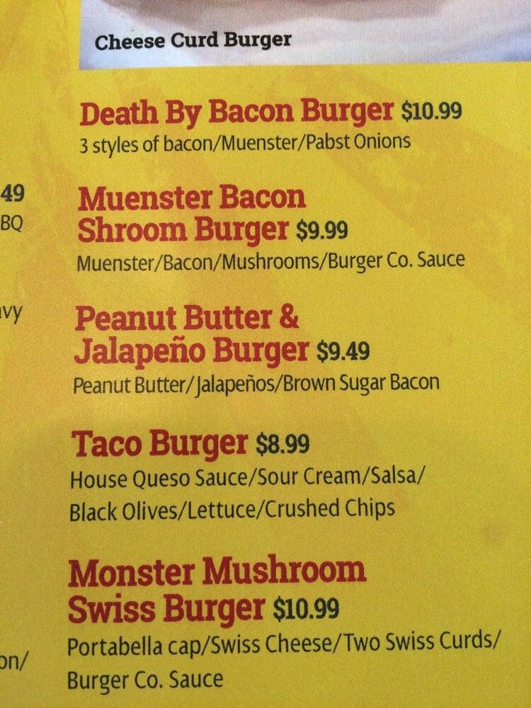 Menu at Milwaukee Burger Company - Eau Claire pub & bar, Eau Claire