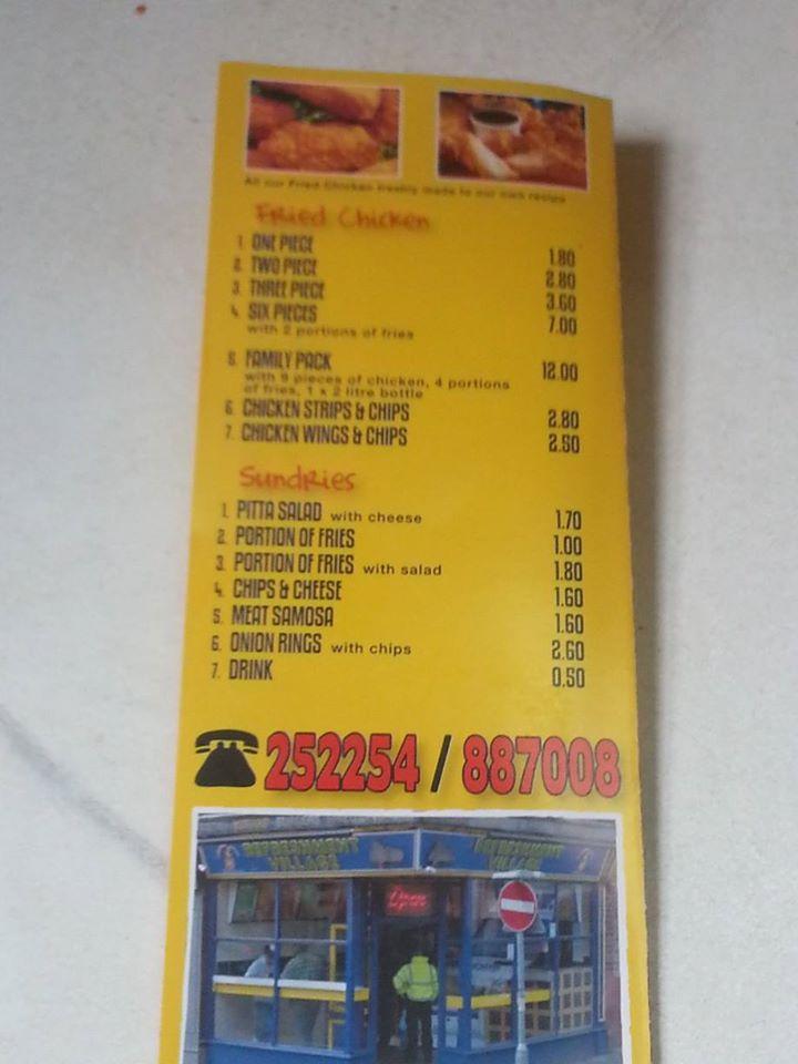 Menu at Refreshment Village fast food, Preston