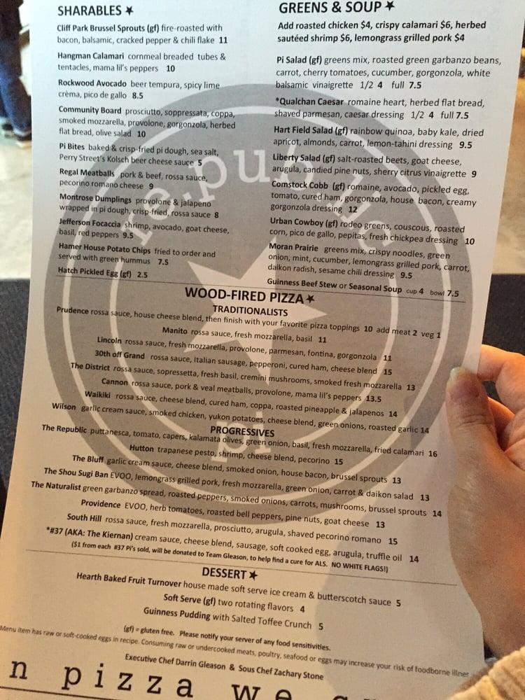 Menu at Republic Pi, Spokane