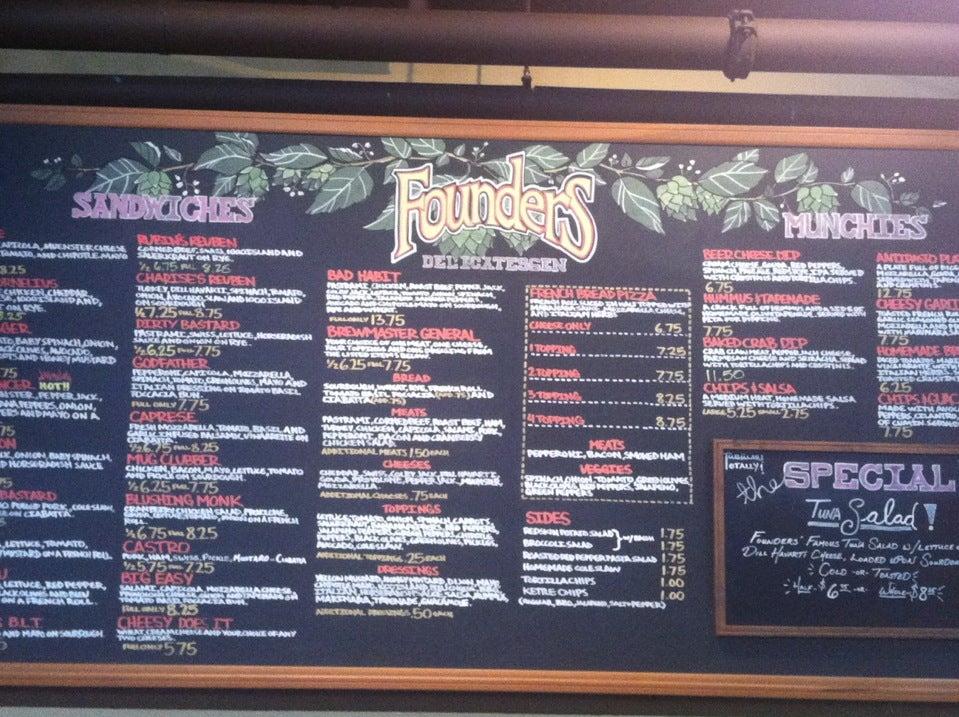 Menu at founders brewery restaurant, Grand Rapids