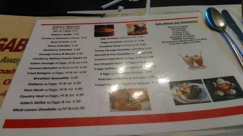 Menu at Gabe's Family Restaurant, Cleveland