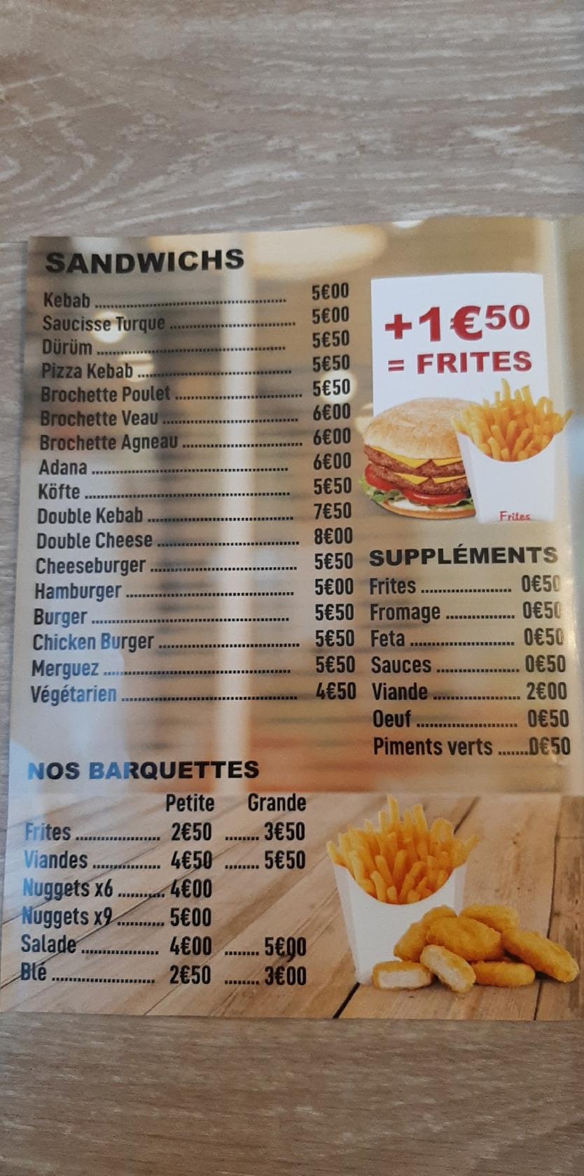 Menu au Snack Resto Ankara restaurant, Talange