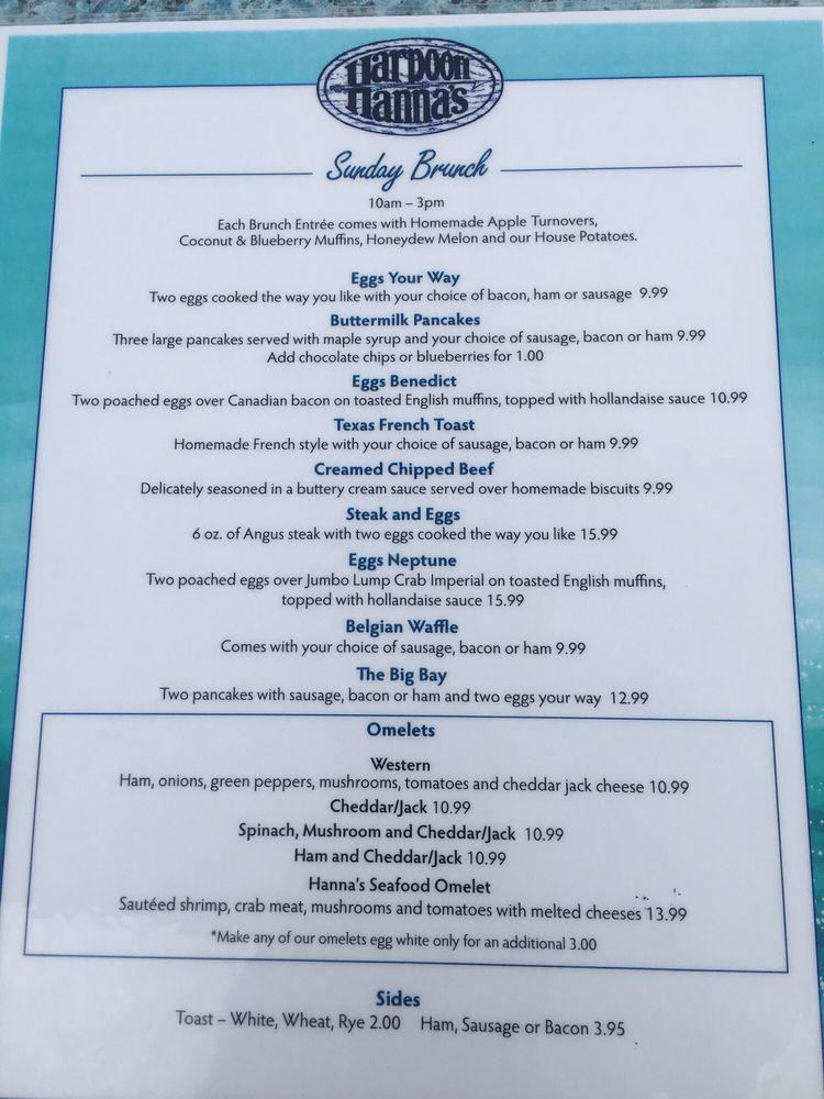 Menu at Harpoon Hanna's pub & bar, Fenwick Island