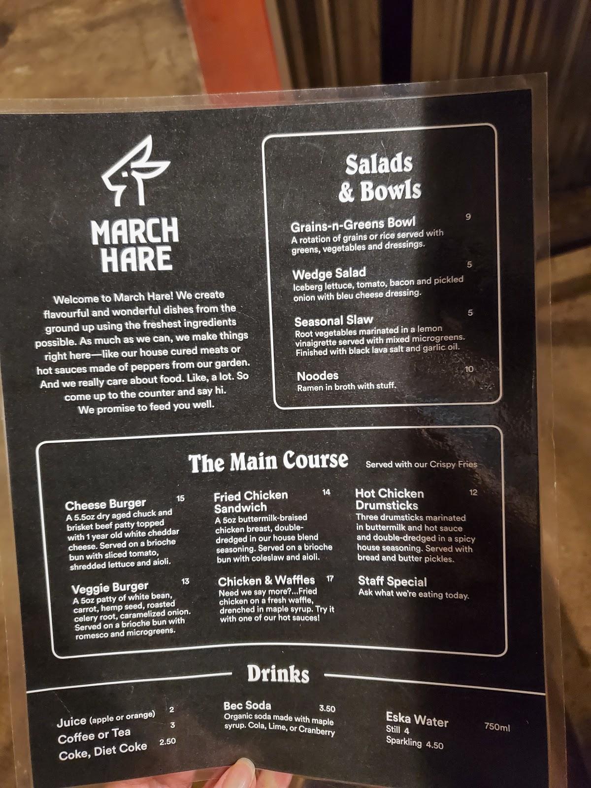 Menu at March Hare pub & bar, Sarnia