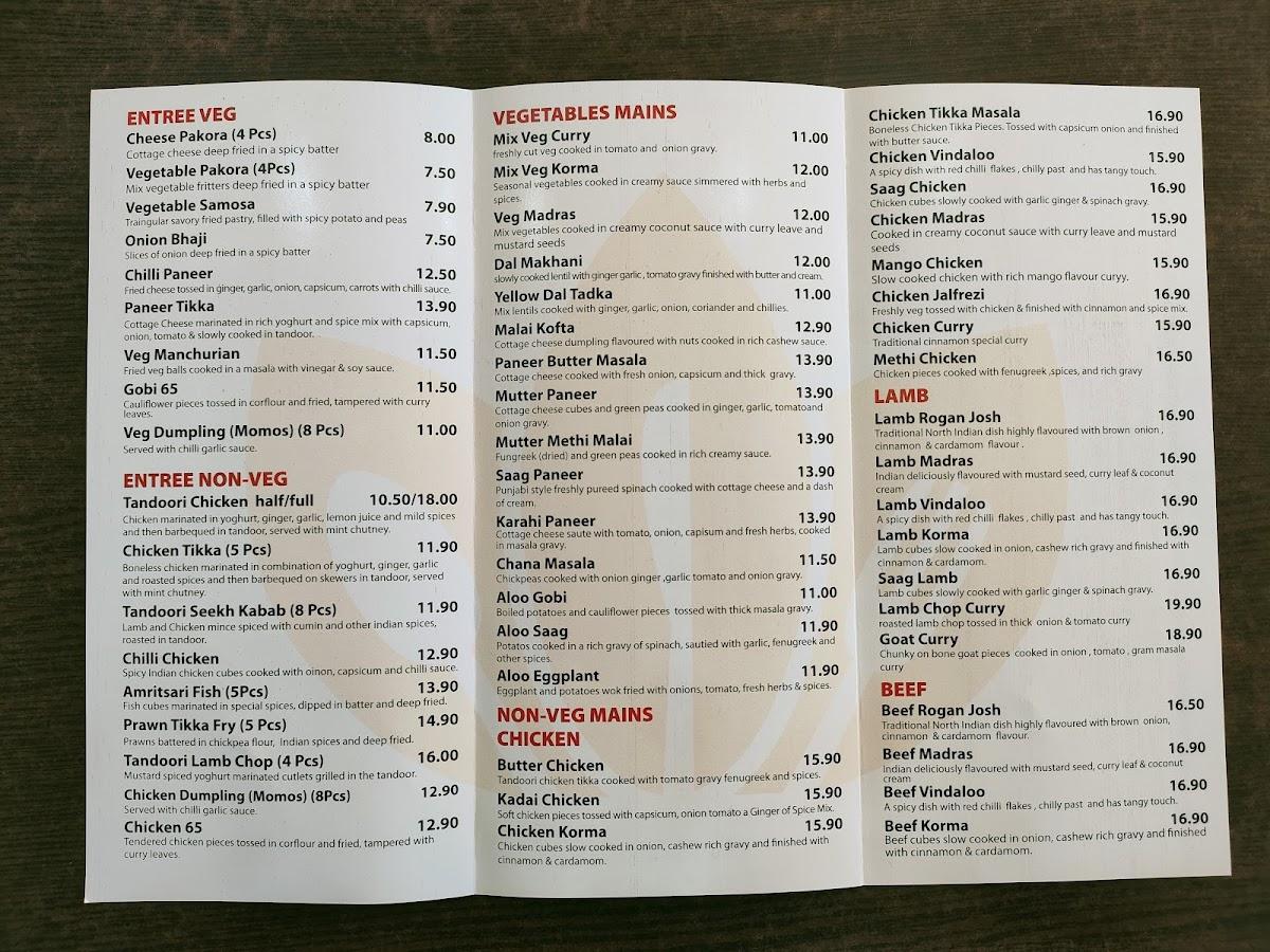 Menu at Mother India Kitchen restaurant, Alberton