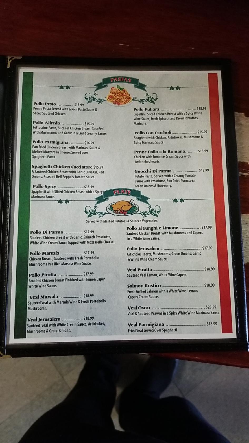 Menu at Pastas Pronto pub & bar, Modesto, Coffee Rd