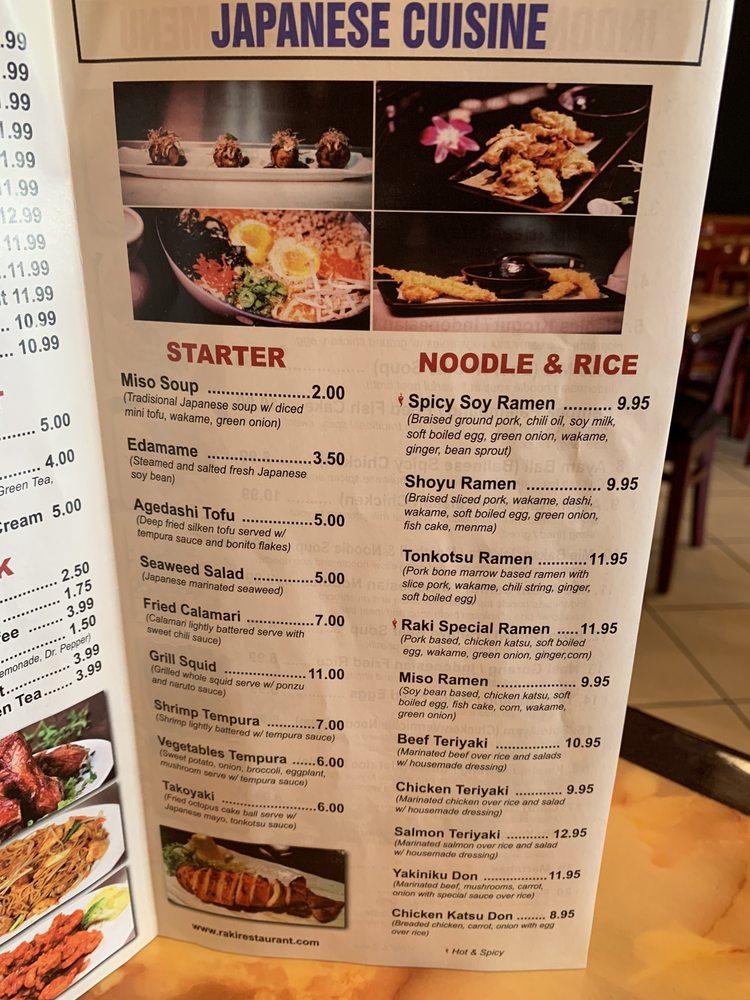 Menu at Raki restaurant, Missouri City, Hwy 6 s suite “j”