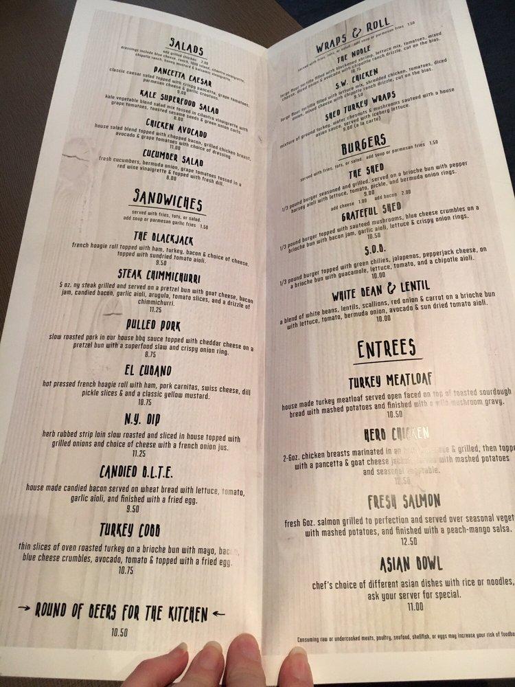Menu at The Shed pub & bar, Boise