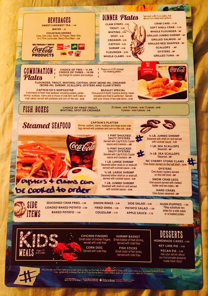 Menu at The Stingray Café restaurant, New Bern