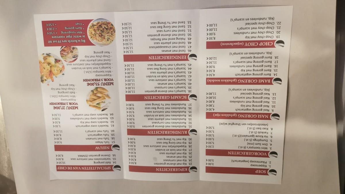 Menu at Frituur Zemma, Tienen