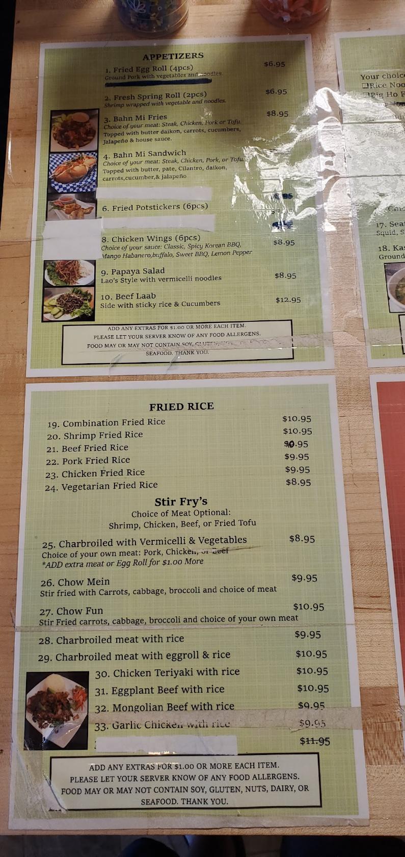 Menu at Time Pho Boba restaurant, Oroville