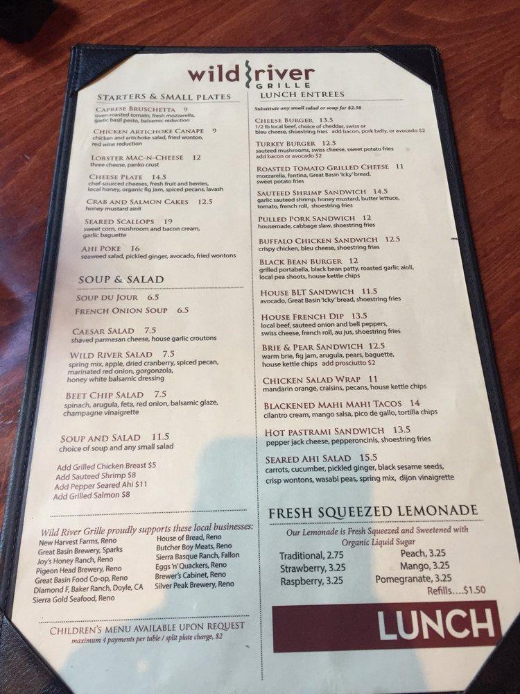 Menu at Wild River Grille pub & bar, Reno