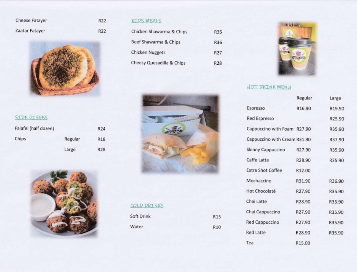 Menu at Angry Avo restaurant, Pretoria