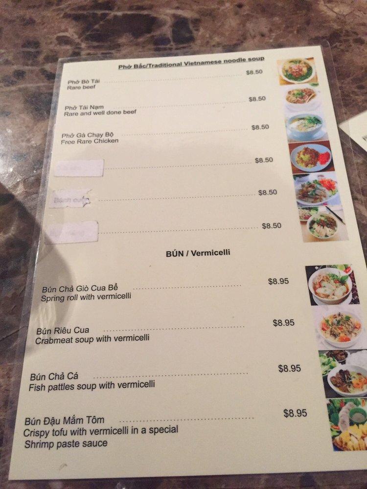 Menu at Cafe Dang Anh, Vancouver