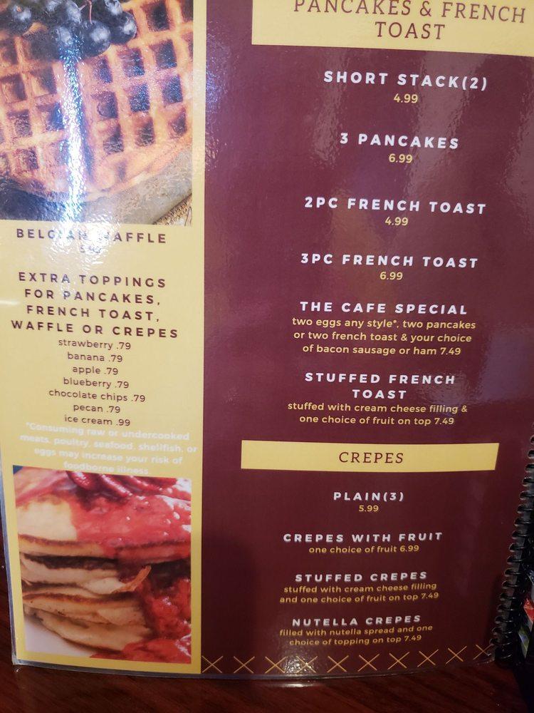 Menu at The Café at Bellevue restaurant, Bellevue