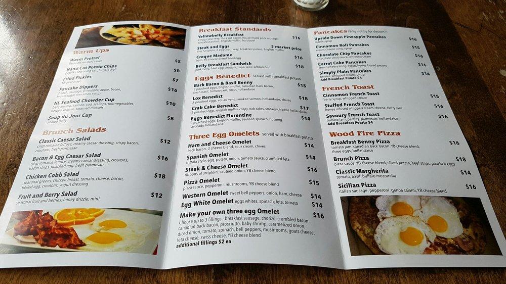 Menu at YellowBelly Brewery & Pub, St. John's