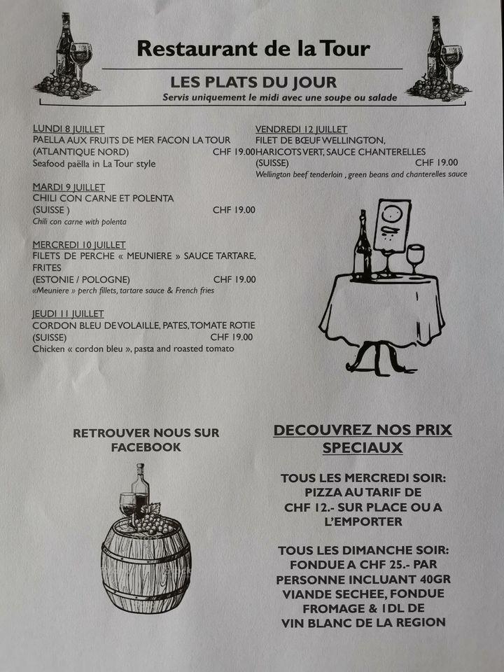 Menu au La Tour, Lutry, Rue des Terreaux 1