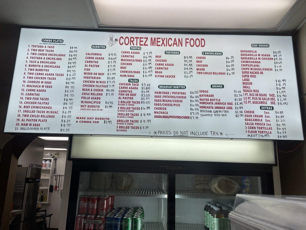 Menu at Cortez Mexican Food restaurant, Bonsall
