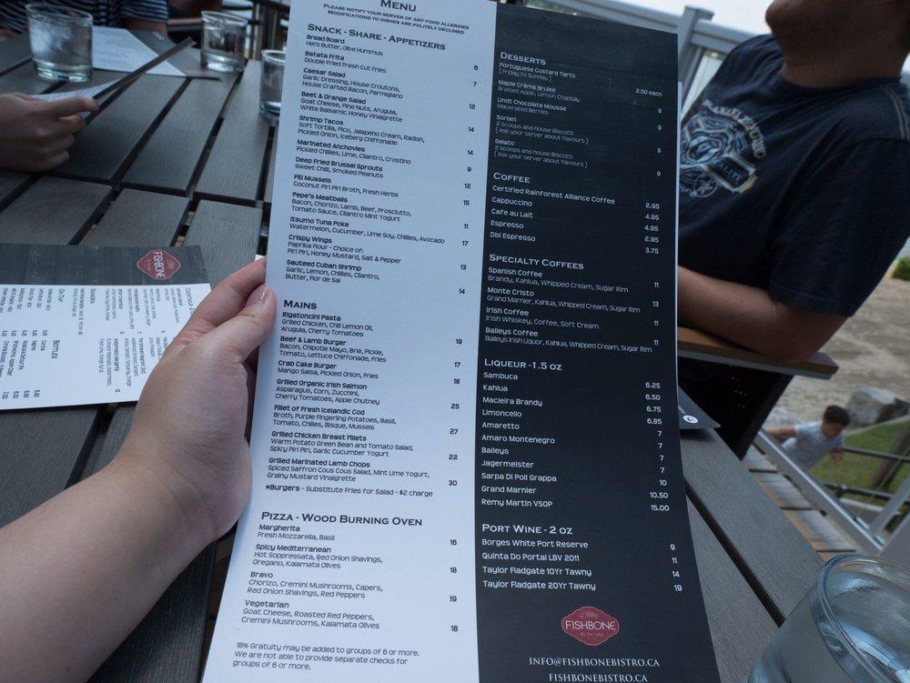 Carta del restaurante Fishbone By The Lake, Whitchurch-Stouffville