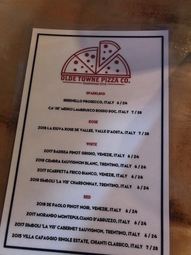 Menu at Olde Towne Pizza Company pizzeria, Slidell