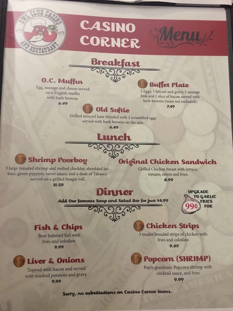 Menu at Owl Club Casino & Restaurant, Battle Mountain