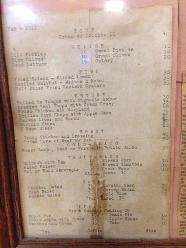 Menu at Chicago Café restaurant, Woodland